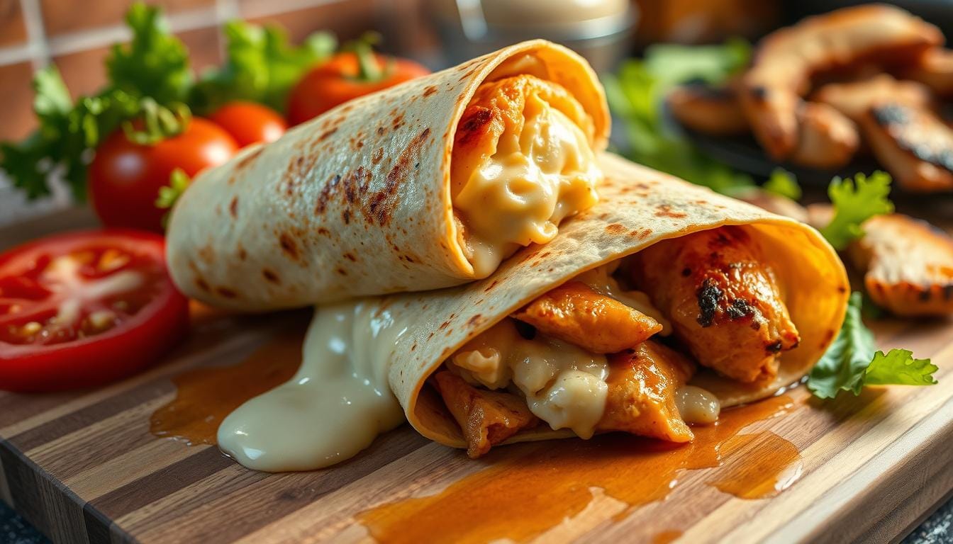 Quick cheesy chicken wrap 1